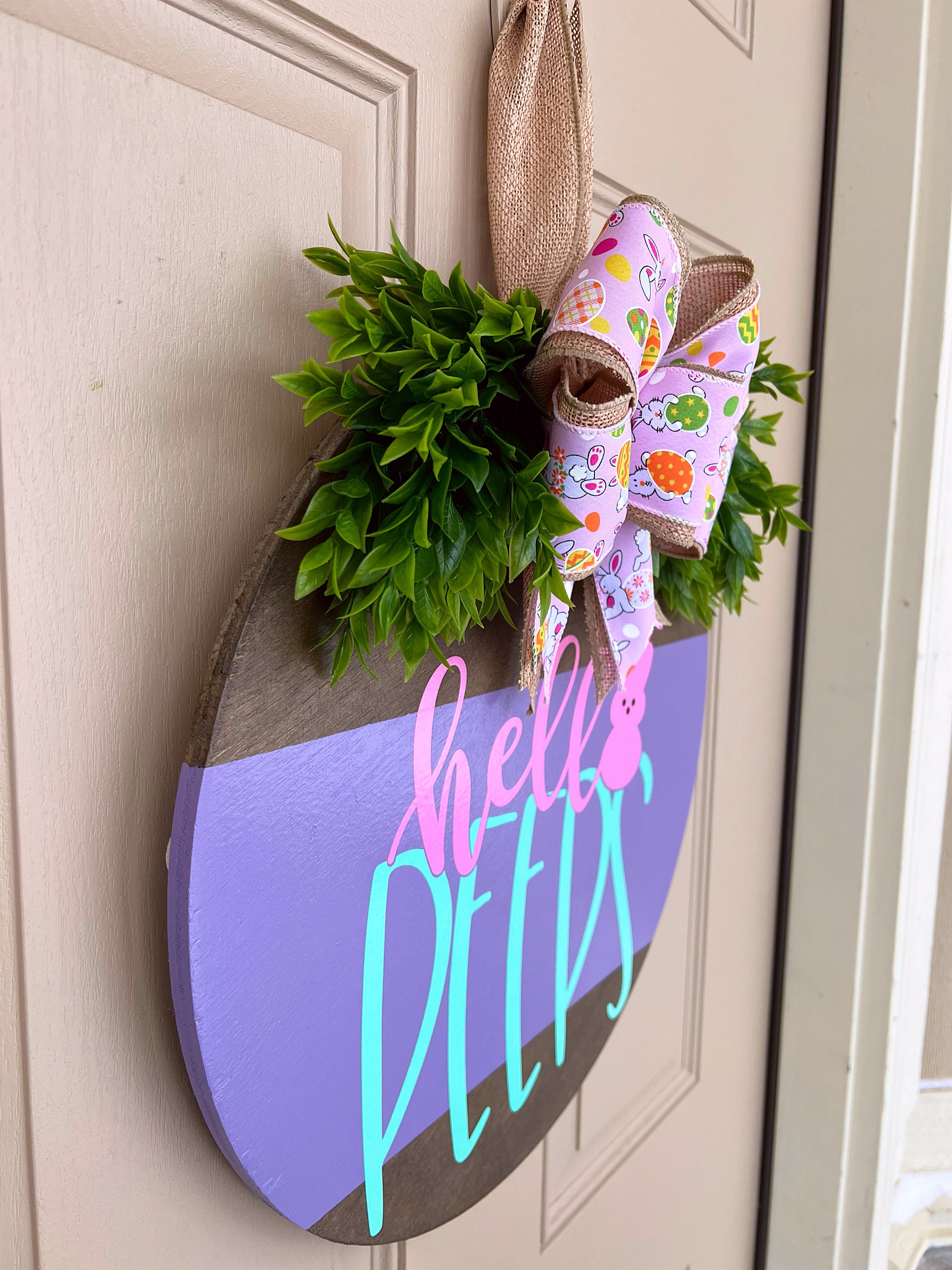 Easter Front Door Decor Hello Peeps Easter Wreath Easter - Etsy