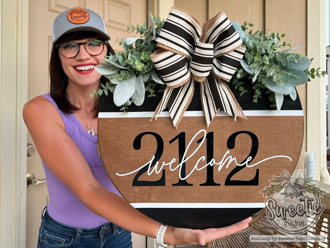 Front Door Decor | Welcome Sign | Address Sign | Year Round Wreath ...