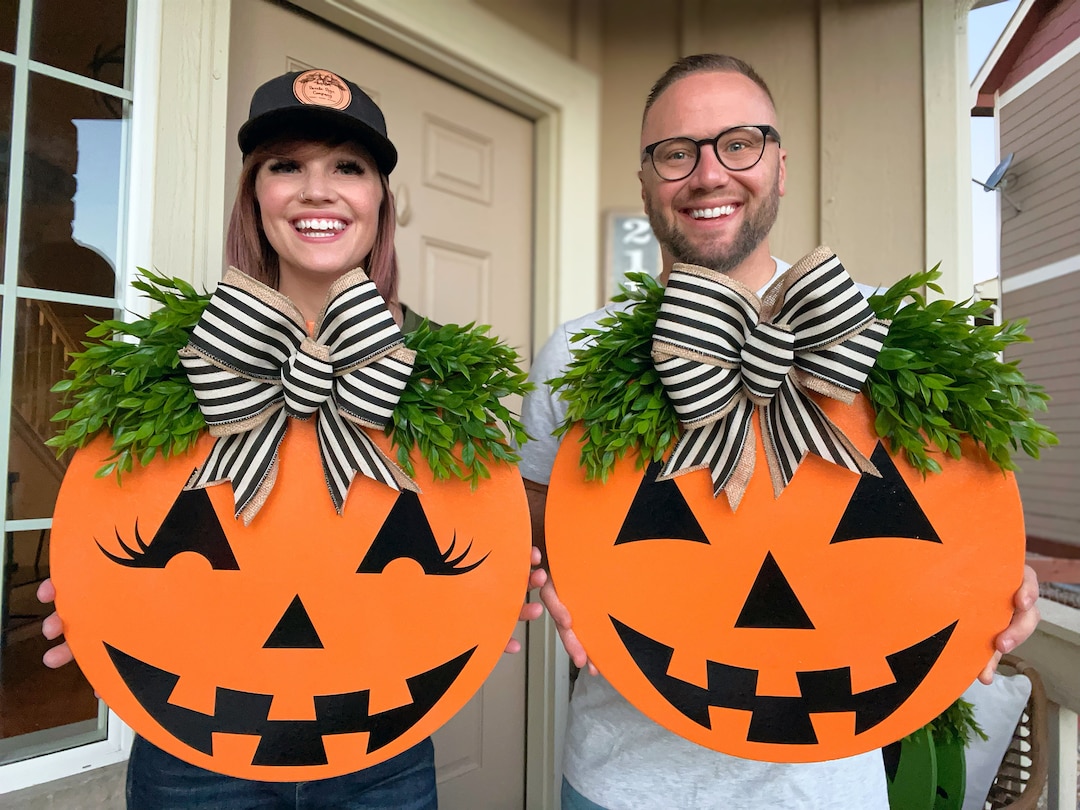 Double Door Front Door Decor Jack-o-lantern Set Halloween - Etsy