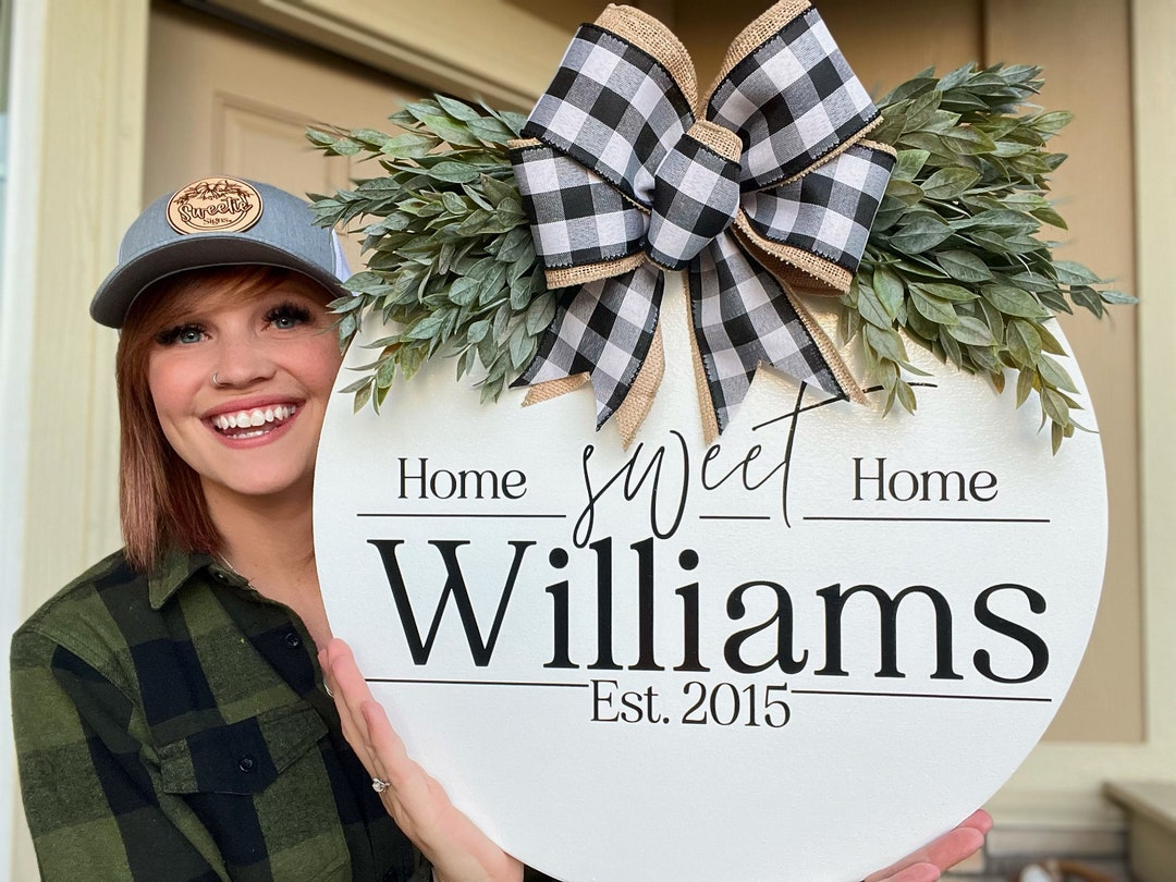 Front Door Decor Last Name/established Date Welcome Sign - Etsy