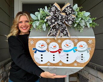 Winter Front Door Decor | Let It Snow | Snowman Front Door Wreath ...
