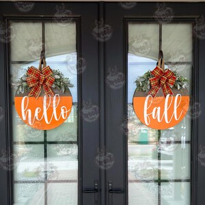 Fall Front Door Decor Hello Fall Fall Decor Fall Signs Double Door ...