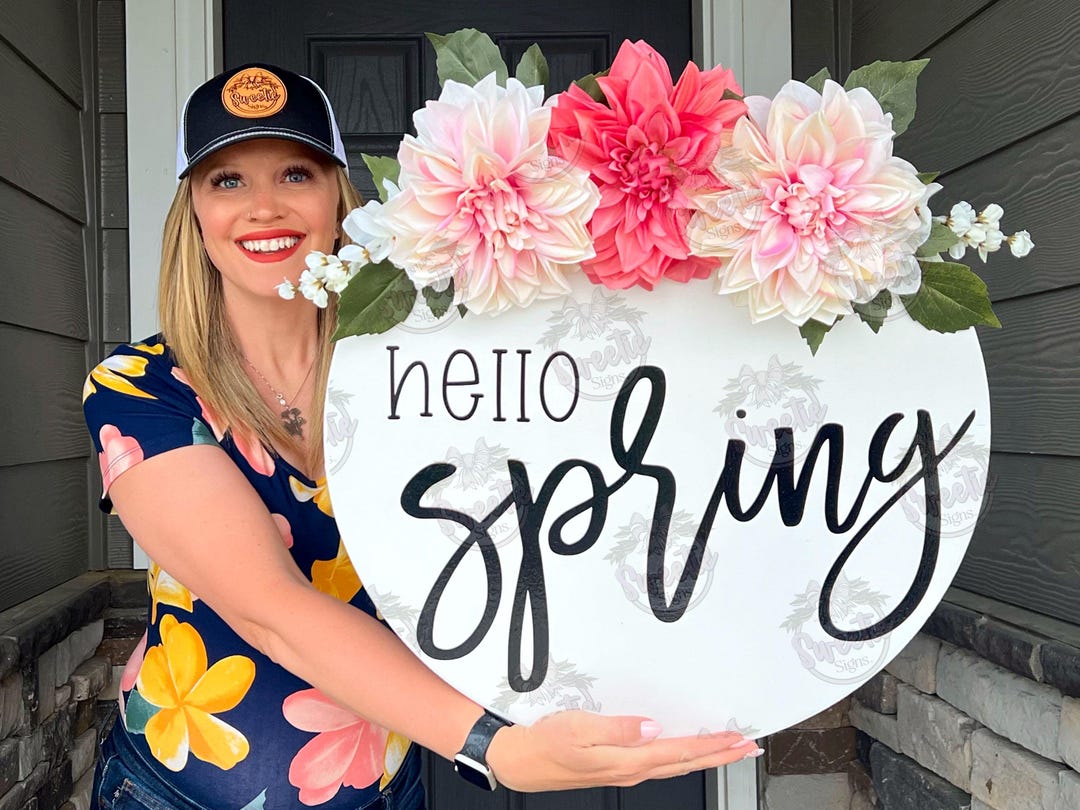Front Door Decor | Front Door Wreath | Hello Spring | Spring Wreath ...