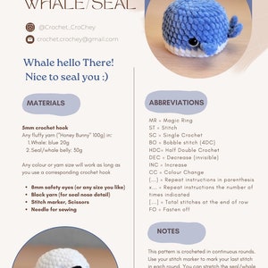 Flippy the Crochet Whale & Seal Reversible NO-SEW Pdf Pattern ...