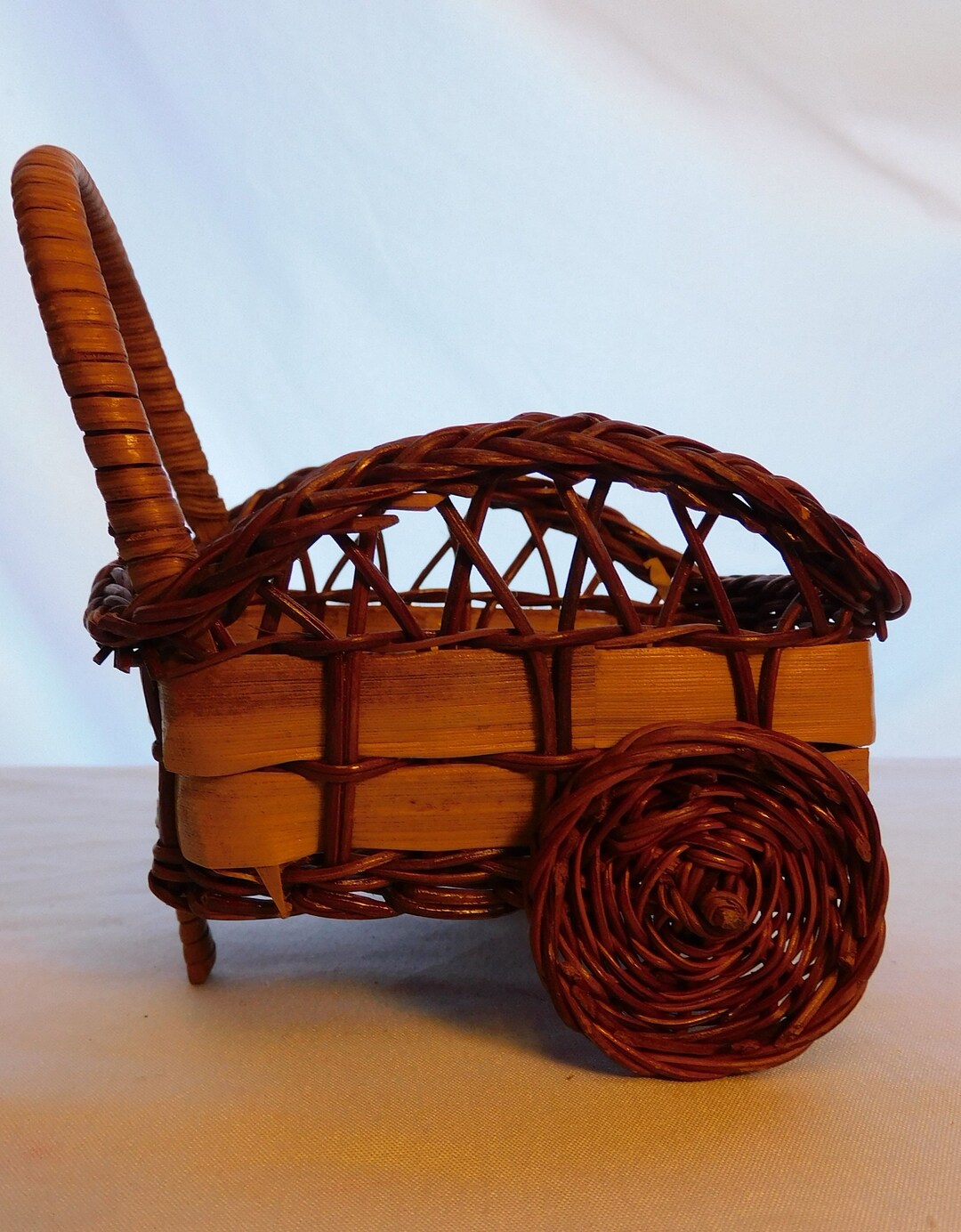 Miniature WHEEL BARREL Wicker Rattan Great Condition box 7 - Etsy