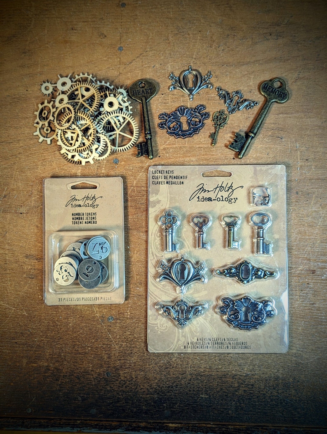 Craft Supplies Lot / Tim Holtz Idea-ology Mini Locket Keys and Keyholes ...