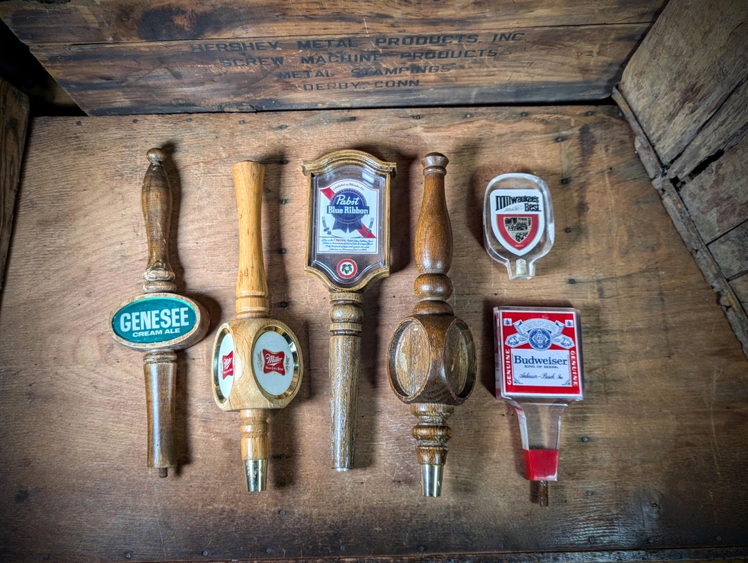 Lot of Vintage Wood and Lucite Beer Tap Handles / Genesee Cream Ale ...