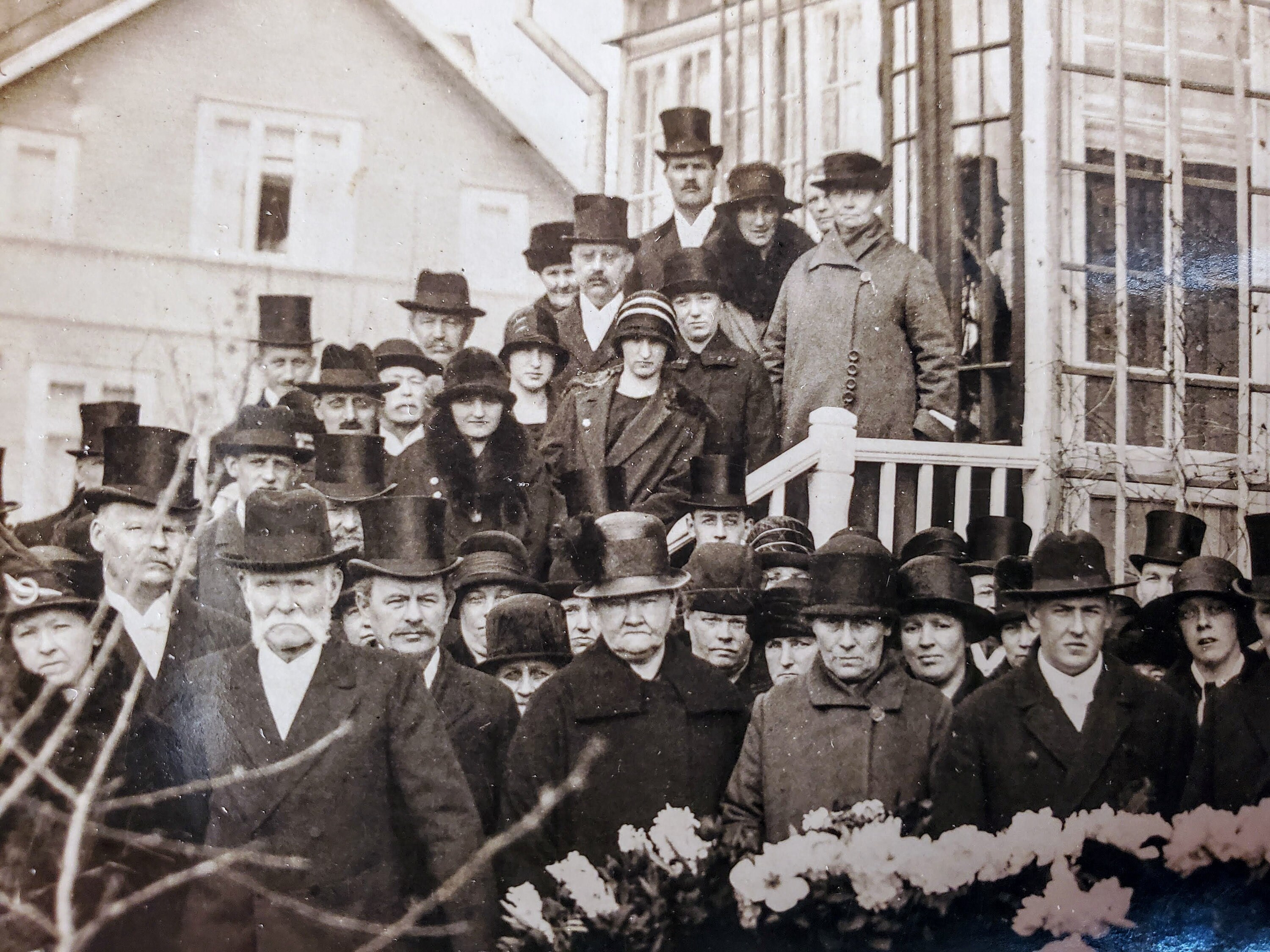 Early Century Funeral Memorial Photograph: Mourning Family, Decorated ...