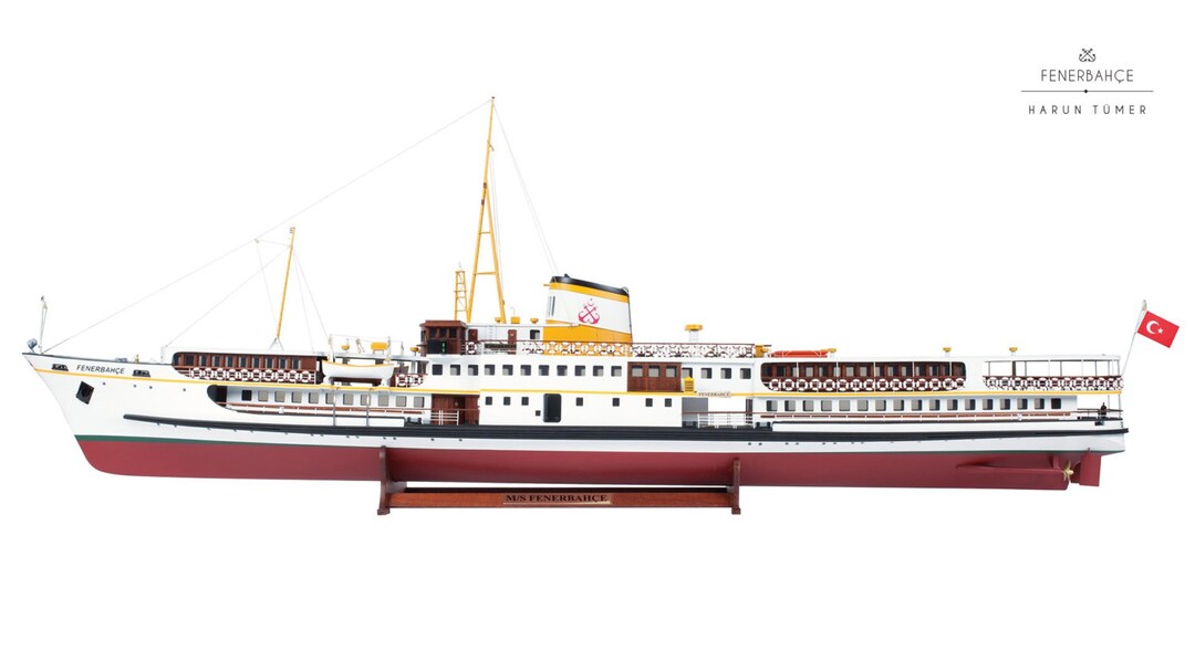 FENERBAHCE Classic Istanbul Bosphorus Ferry Handmade Wooden Model Ship ...