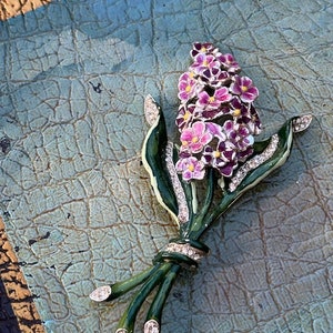 Vintage Estate Coro Rare Vintage Hyacinth Floral Enamel Rhinestone ...