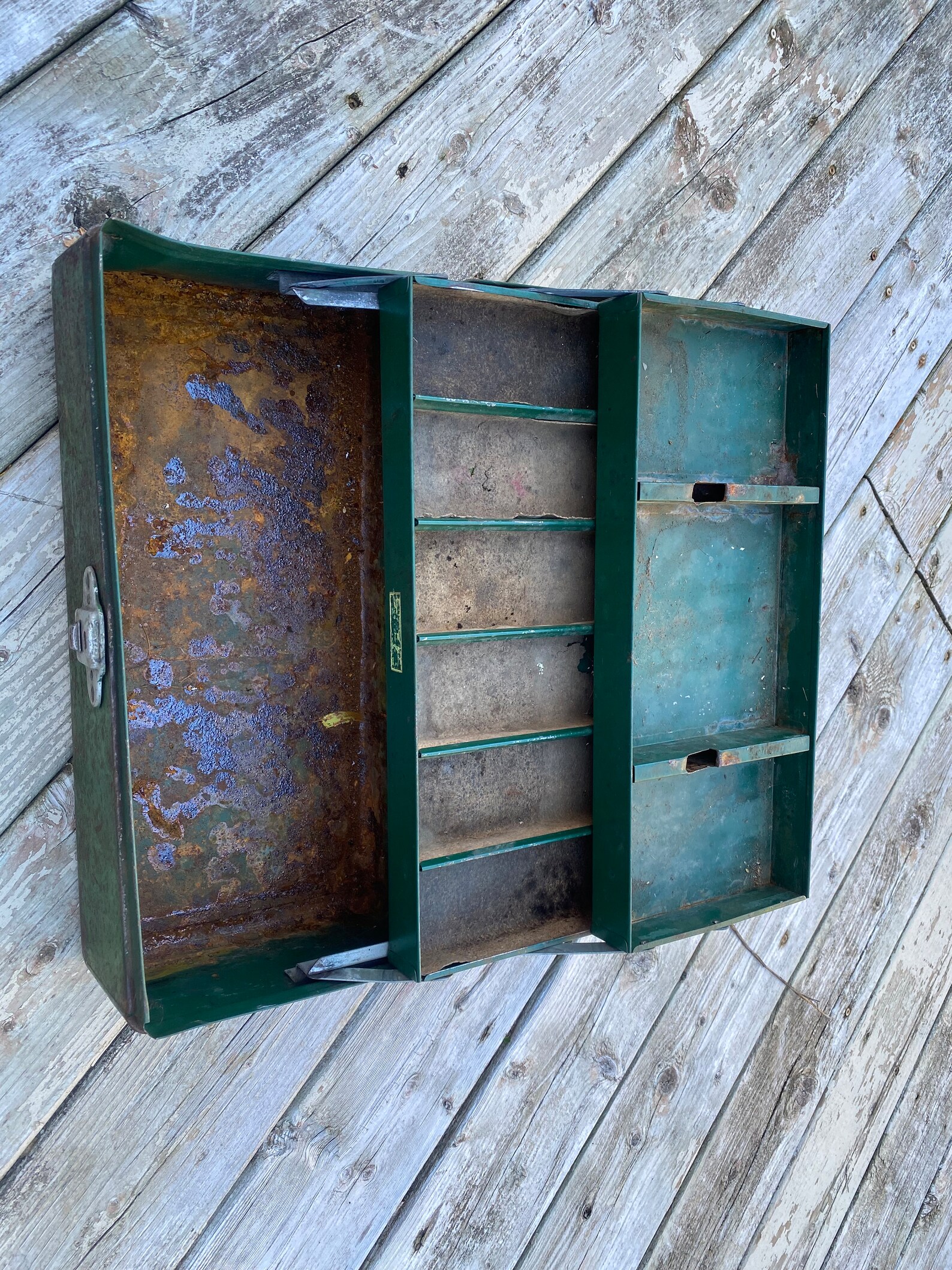 Vintage Green Metal Tackle Box - Etsy