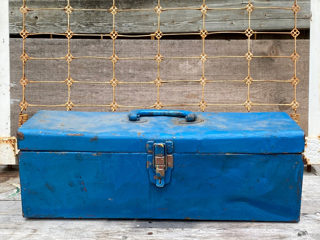 Vintage Blue Tool Box - Etsy