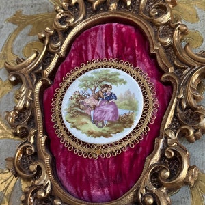 Vintage Porcelain Picture on Velvet Wall Plaque - Made in Italy - Etsy