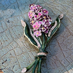 Vintage Estate Coro Rare Vintage Hyacinth Floral Enamel Rhinestone ...