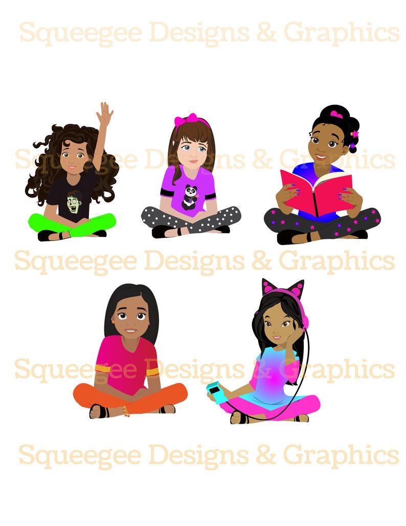 Kids Clipart- Kids Sitting Criss Cross Apple Sauce, Classroom Diversity ...