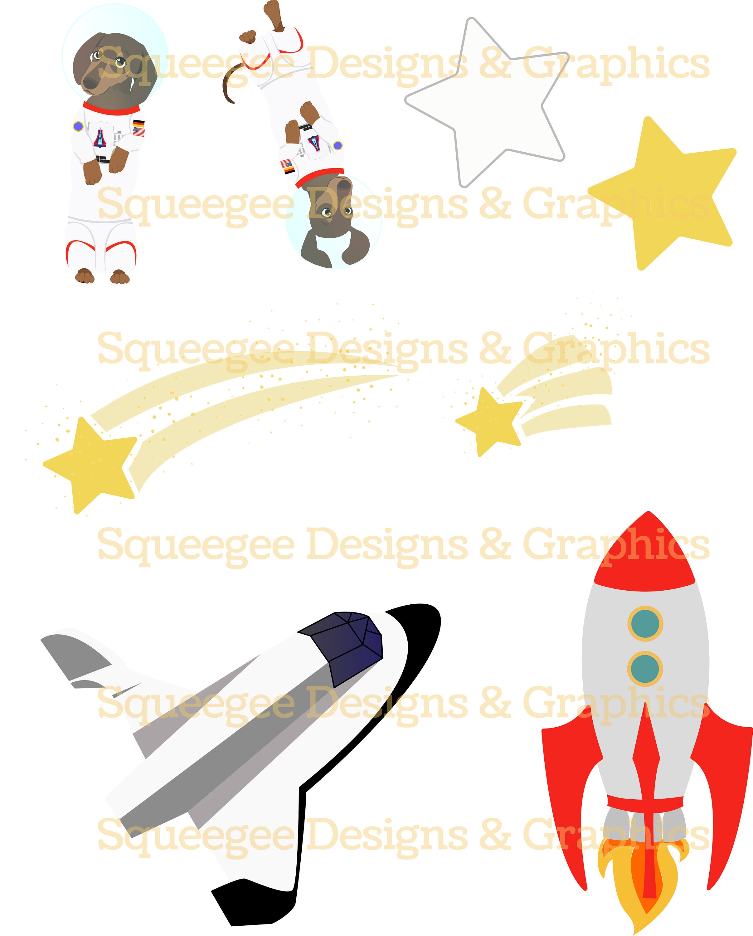 Space Clipart Set - Astronaut Kids, Astro Pup, Spaceships, Space, Solar ...
