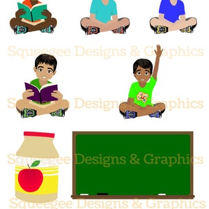 Kids Clipart- Kids Sitting Criss Cross Apple Sauce, Classroom Diversity ...