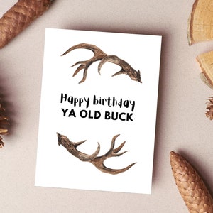 Old Buck Birthday Card Deer Greeting Card Gift for Dad Hunting Birthday ...
