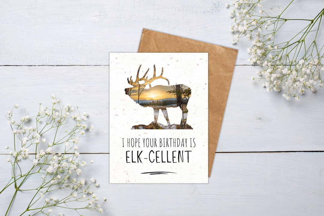 Elk Birthday Card for Nature Lover, Seed Paper Greeting Card for ...