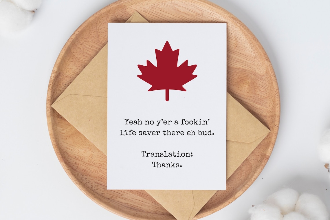 Funny Canadian Thank You Card: Recycled Paper Gratitude Card - Etsy