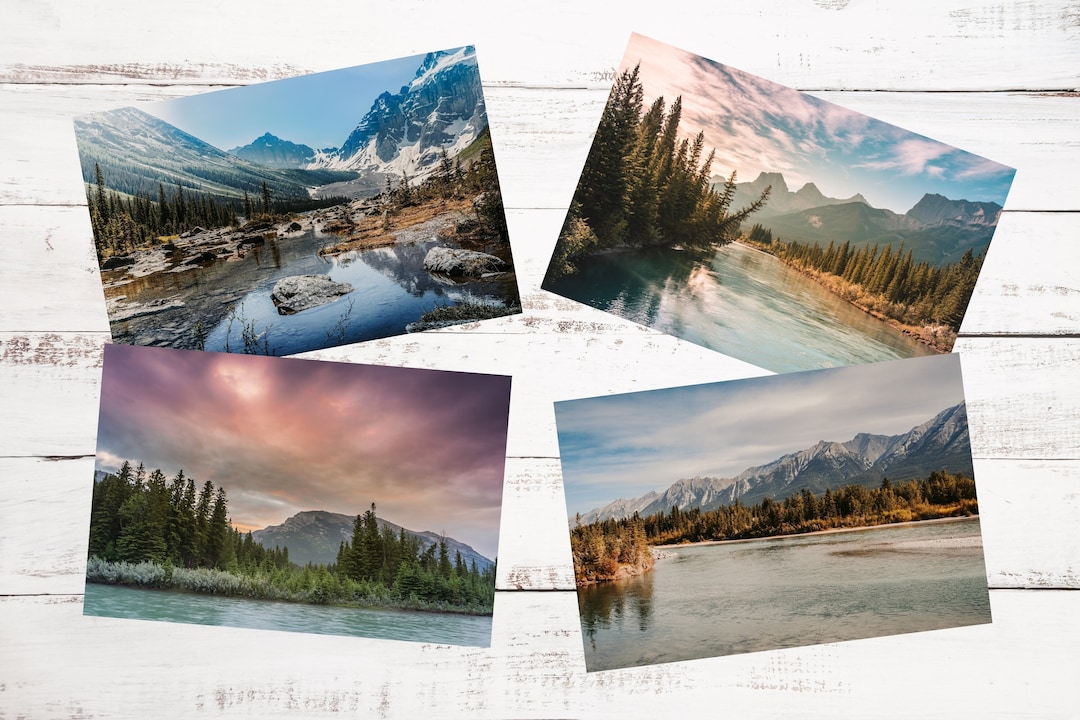 Set of 4 Mountain Postcards, Rocky Mountains Postcards, Nature Postcard ...