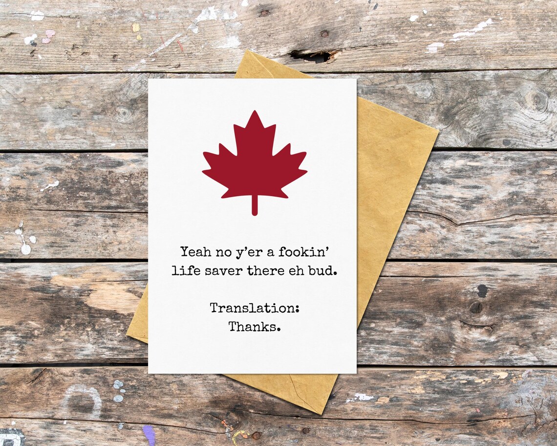 Funny Canadian Thank You Card: Recycled Paper Gratitude Card - Etsy
