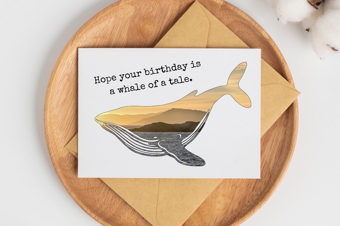 Whale Birthday Card Ocean Birthday Card Marine Animal Card Humpback ...