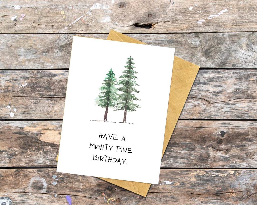Pine Tree Birthday Card for Nature Lover, Forest Birthday Card for ...