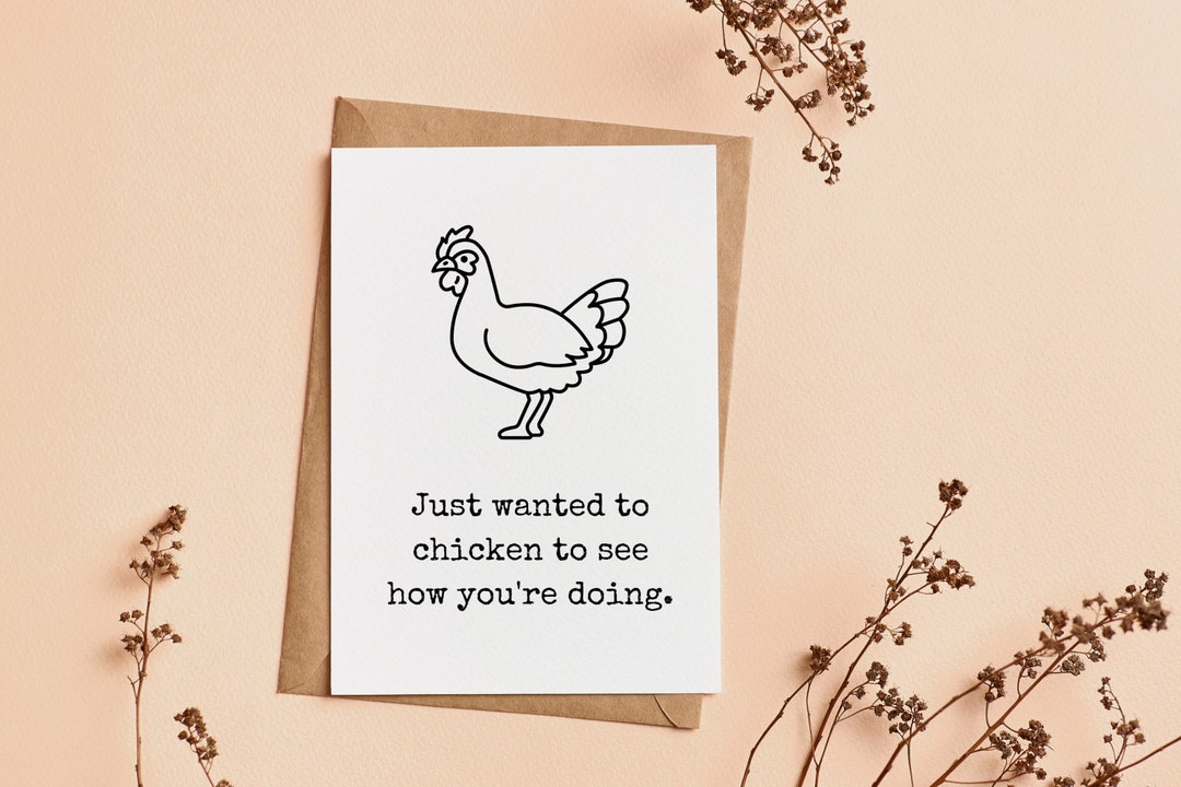Chicken Pun Greeting Card Just Checking in Chicken Lover - Etsy