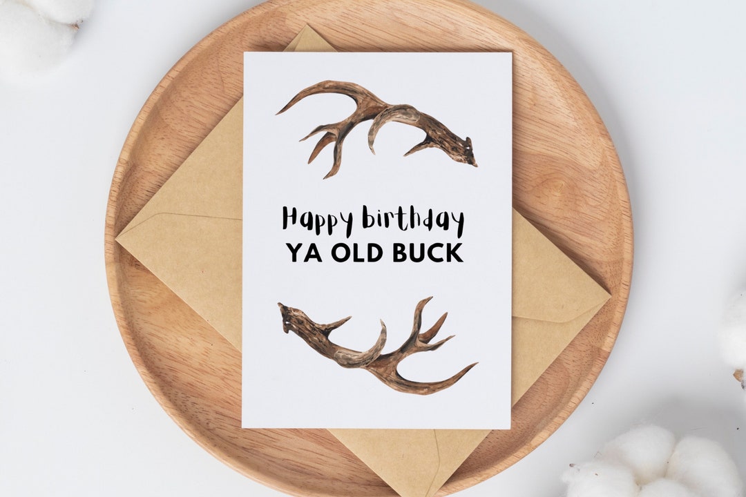 Old Buck Birthday Card Deer Greeting Card Gift for Dad Hunting Birthday ...