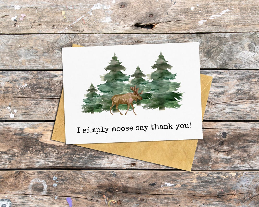 Moose Thank You Card for Nature Lover, Nature Theme Greeting Card to ...