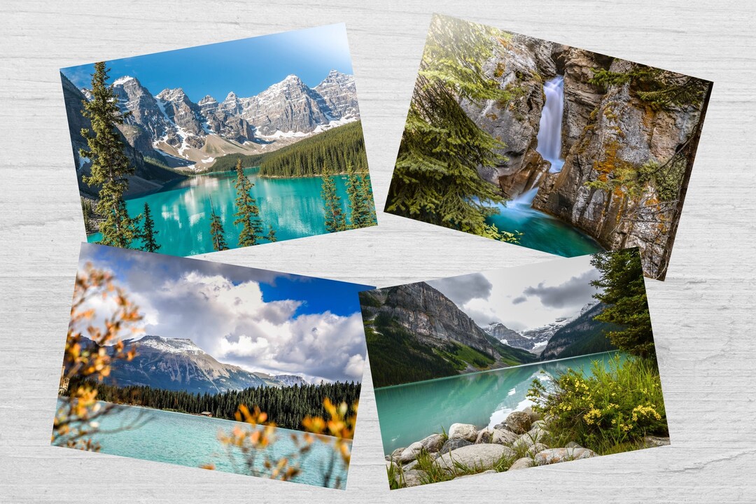 Set of 4 Banff National Park Postcards, Mountain Postcard Set, Moraine ...