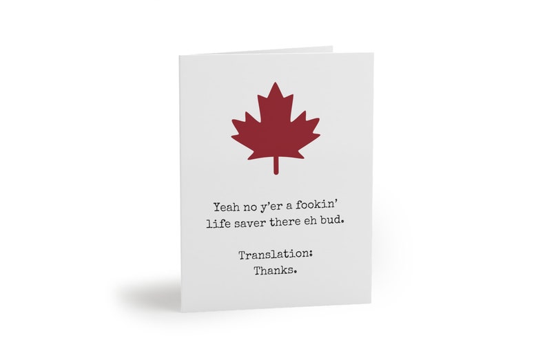Funny Canadian Thank You Card: Recycled Paper Gratitude Card - Etsy