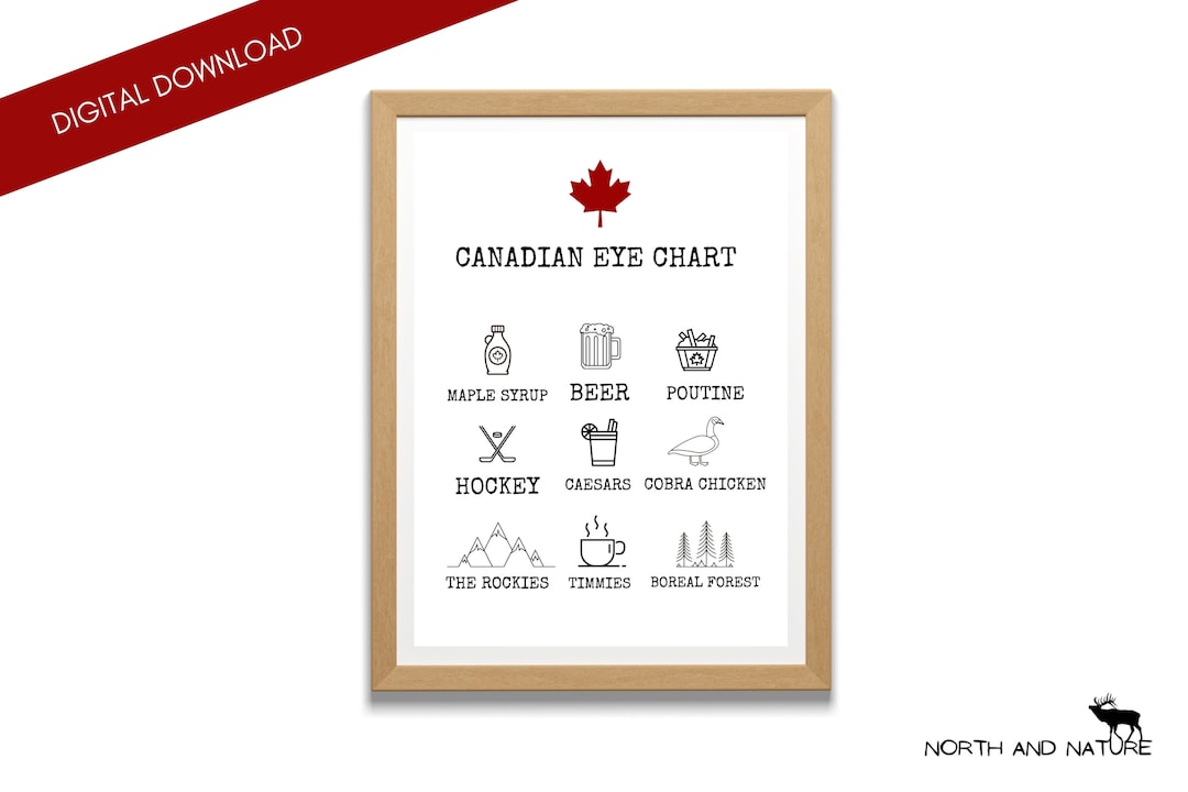 Humorous Canadian Themed Eye Chart Digital Download, Funny Eye Chart ...