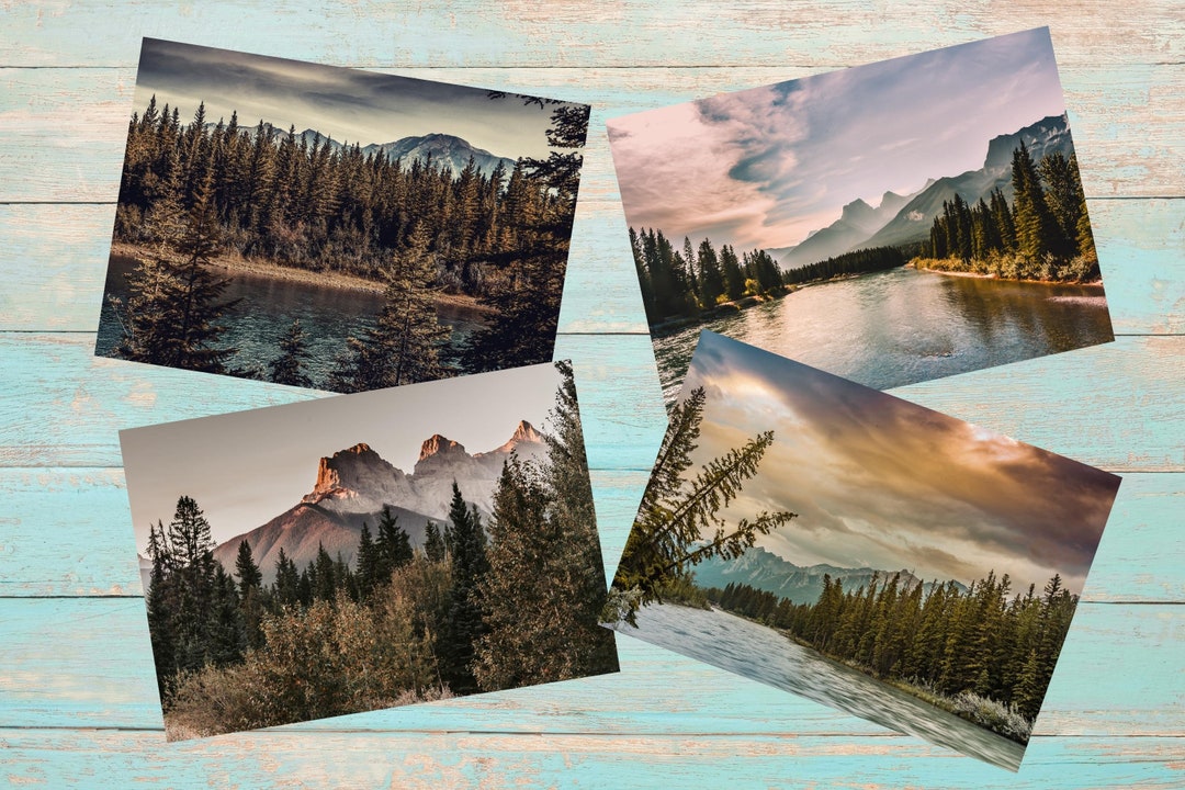 Set of 4 Canmore Mountain Postcards, Rocky Mountains Postcards, Rustic ...