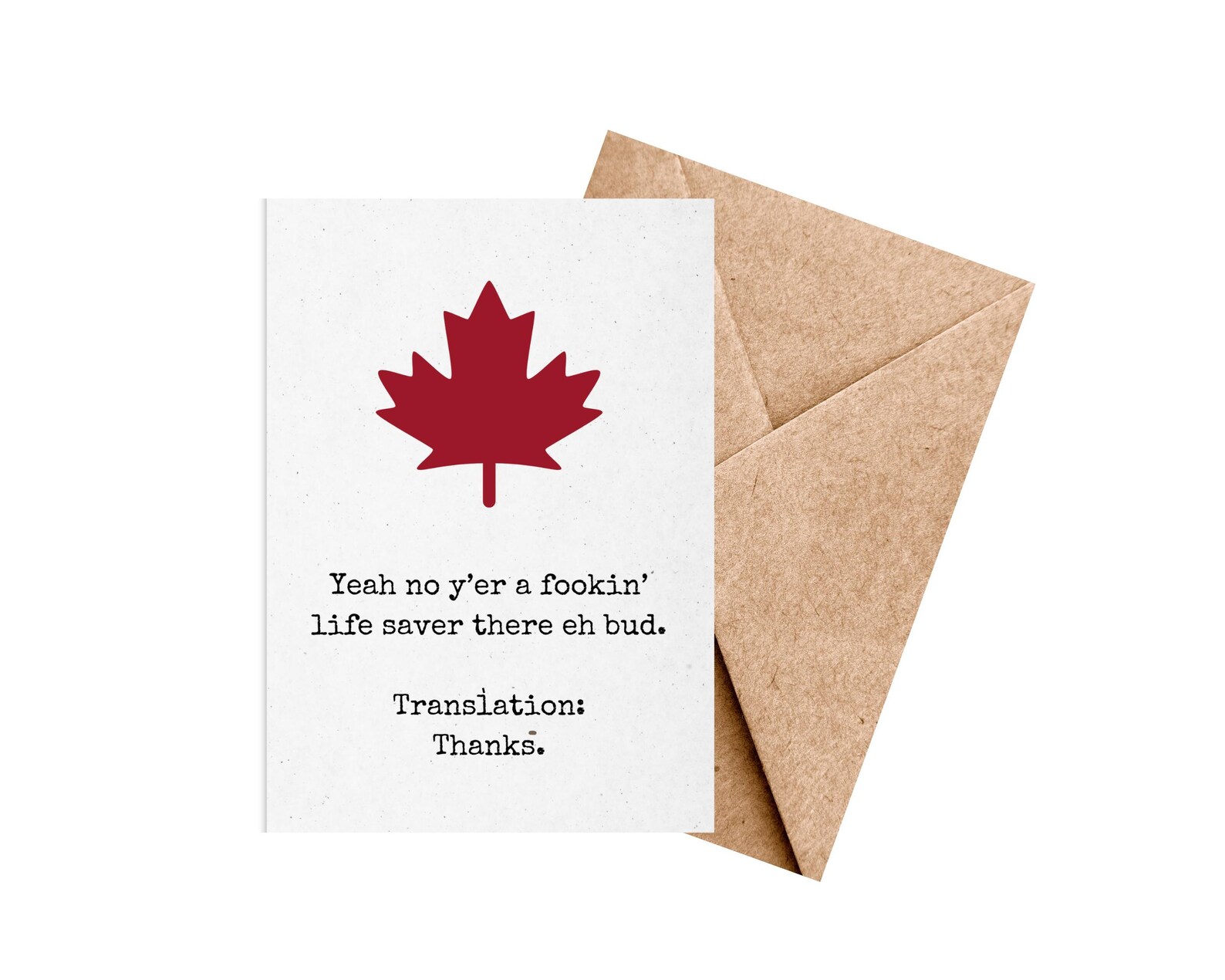 Funny Canadian Thank You Card: Recycled Paper Gratitude Card - Etsy