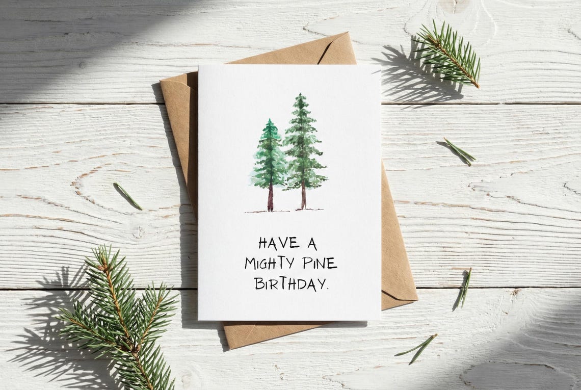 Pine Tree Birthday Card: Funny Nature Pun for Hiker - Etsy Canada