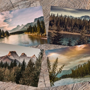 Set of 4 Canmore Mountain Postcards, Rocky Mountains Postcards, Rustic ...