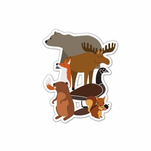 Canadian Wildlife Sticker: Waterproof Woodland Animals Decal - Etsy