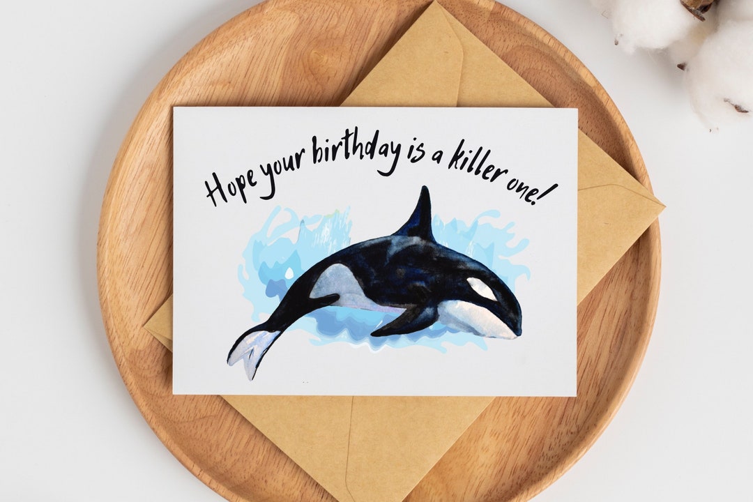 Killer Whale Birthday Card Orca Birthday Card Killer Whale Greeting ...