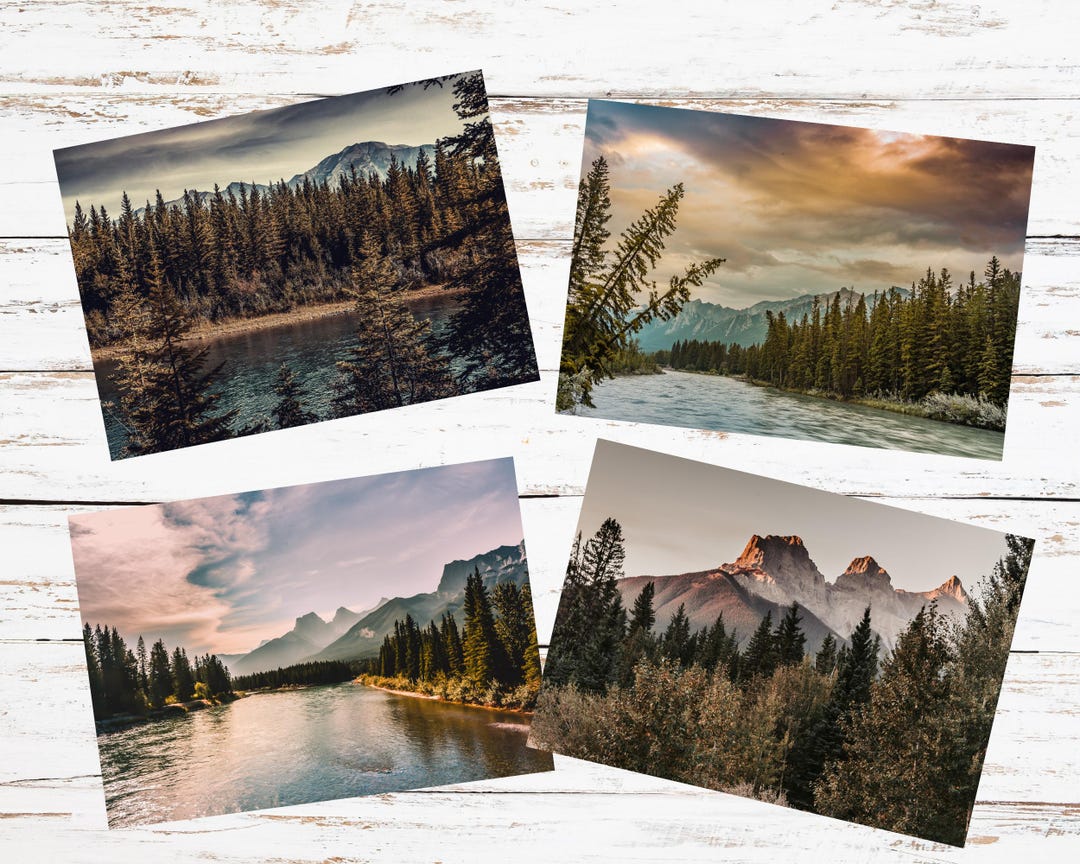 Set of 4 Canmore Mountain Postcards, Rocky Mountains Postcards, Rustic ...
