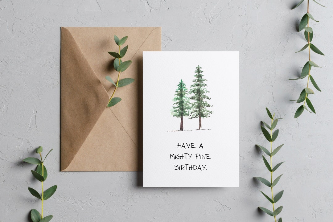 Pine Tree Birthday Card for Nature Lover, Forest Birthday Card for ...