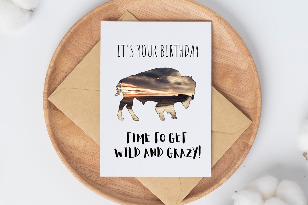 Bison Birthday Card Happy Birthday Card Buffalo Birthday Card Card With ...