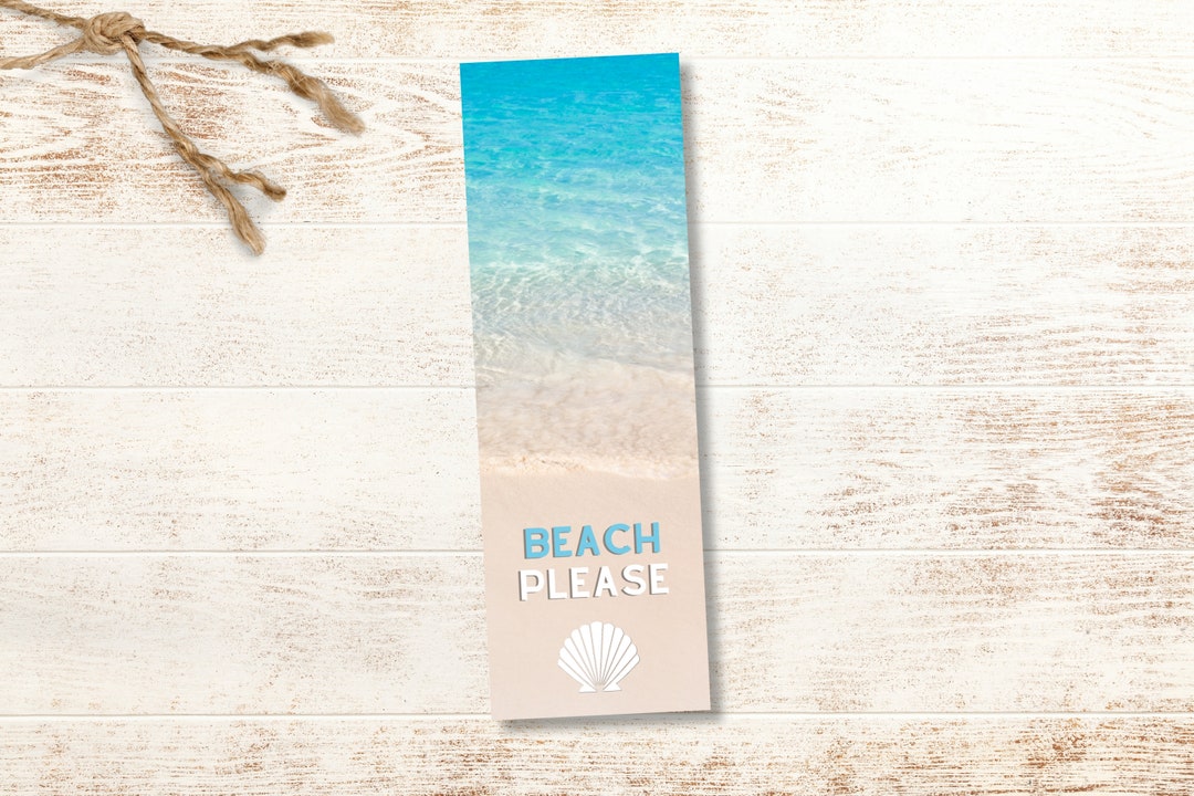 Beach Quote Bookmark Beach Please Funny Pun Bookmark Seashell Bookmark ...