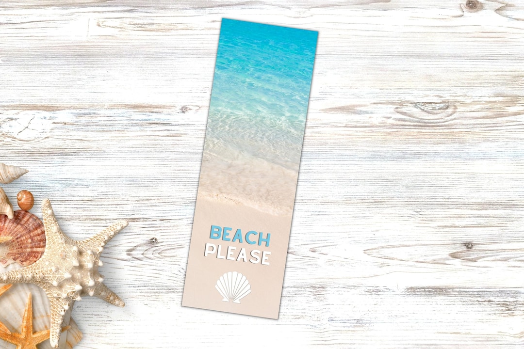 Beach Quote Bookmark, Beach Please, Funny Pun Bookmark, Seashell ...