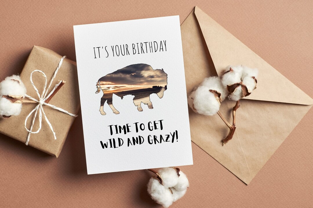 Bison Birthday Card Happy Birthday Card Buffalo Birthday Card Card With ...