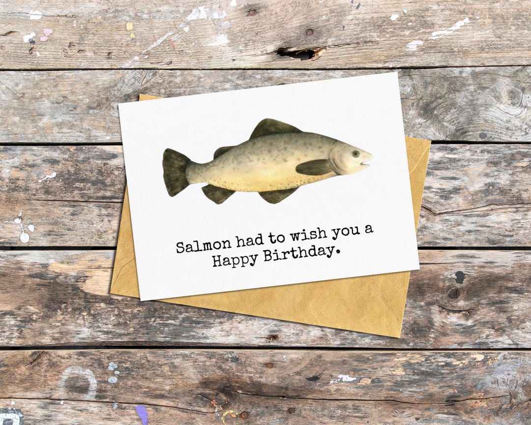 Fish Greeting Card for Birthday, Salmon Birthday Card for Fisherman ...