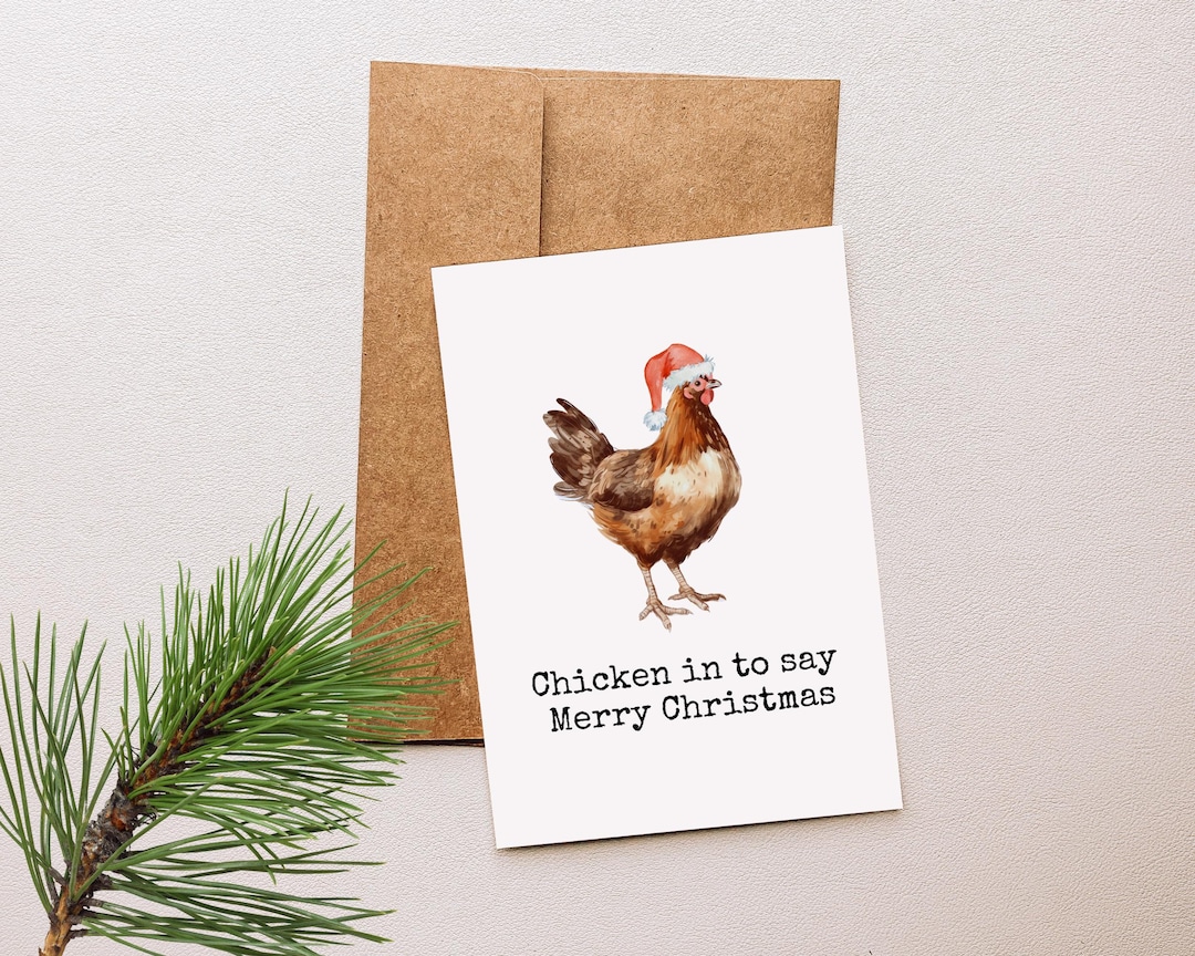 Chicken Christmas Card, Checking in Happy Holidays Card, Seasons ...