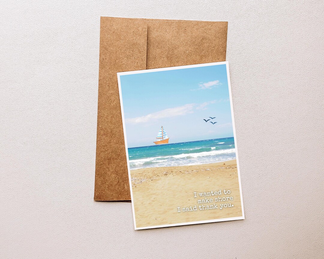 Ocean Theme Thank You Card for Gratitude, Beach Greeting Card for Thank ...