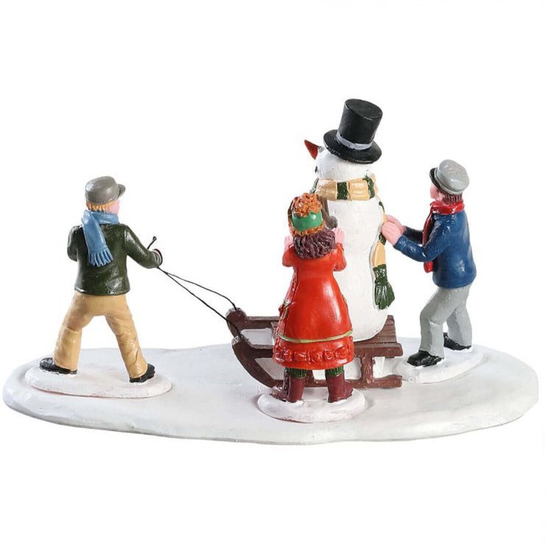 Lemax KIDS PLAYING With Snowman and Sled # 83355 Christmas Caddington ...